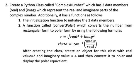solved 2 create a python class called complexnumber” which