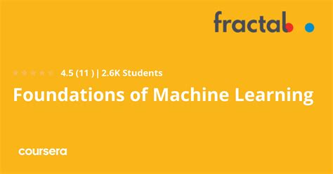Foundations Of Machine Learning Coursera