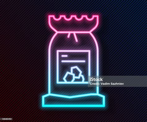 검은 색 배경에 고립 된 빛나는 네온 라인 바베큐 석탄 가방 아이콘 벡터 가방에 대한 스톡 벡터 아트 및 기타 이미지 가방