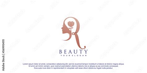 Beauty Woman Logo With Initial Letter R Concept Design Premium Vector Stock Vector Adobe Stock