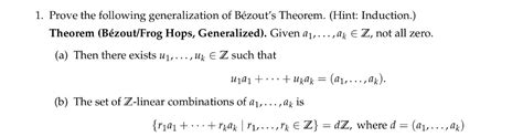 Solved 1 Prove the following generalization of Bézout s Chegg
