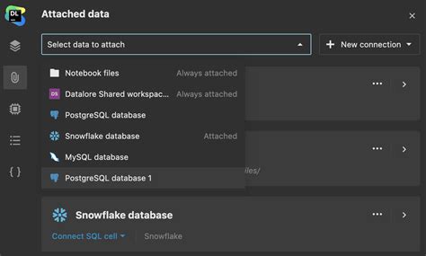 Manage Database Connections In A Notebook Datalore Documentation