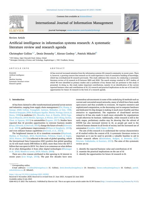 Pdf Artificial Intelligence In Information Systems Research A Systematic Literature Review
