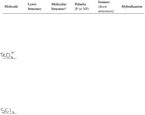 Solved Molecule Lewis Structure Molecular Structure Polarity Chegg
