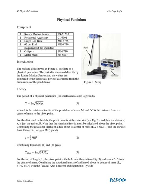 45 Physical Pendulum Pdf Pdf Pendulum Rotation Around A Fixed Axis
