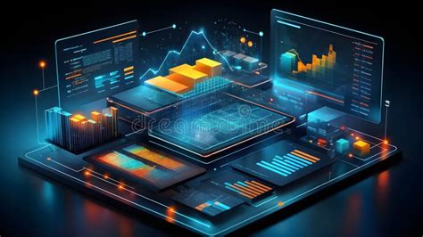 Futuristic Data Visualization Dashboard Glowing Neon For Tech