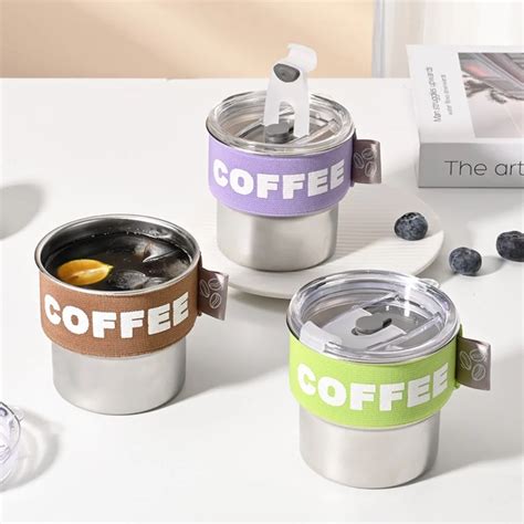 Taza De Caf De Acero Inoxidable Con Tapa Taza T Rmica Reutilizable