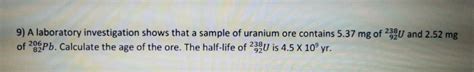 Solved 9 A Laboratory Investigation Shows That A Sample Of