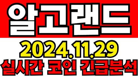 알고랜드 실시간 코인 긴급분석 Youtube