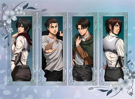 Mikasa Eren Levi And Hange Zoe By Afrolein On Deviantart