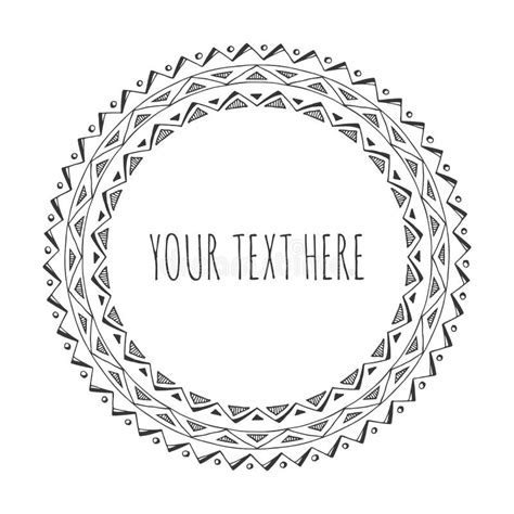 Hand Drawn Decorative Round Frame Tribal Boho Stock Vector