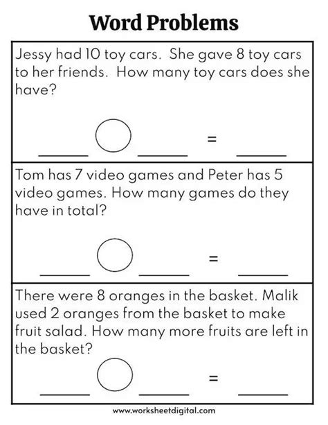 Subtraction Word Problems Within 10 Interactive Worksheet Artofit