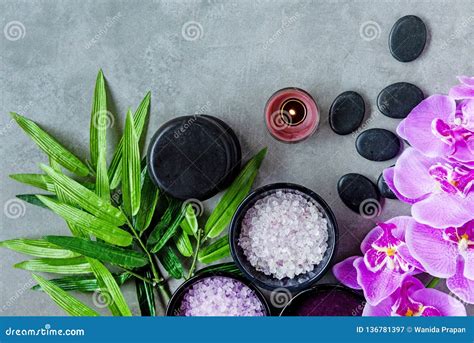 Thai Spa Hot Stones Setting For Massage Treatment And Relax On