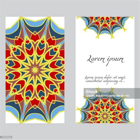 서식 파일 인사말 카드 초대장 텍스트를 위한 공간으로 설정 합니다 만다라 디자인입니다 벡터 일러스트 레이 션 Empire에 대한 스톡 벡터 아트 및 기타 이미지 Istock