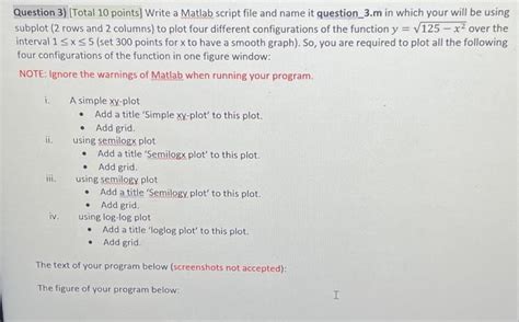 Solved Question 3 Total 10 Points Write A Matlab Script
