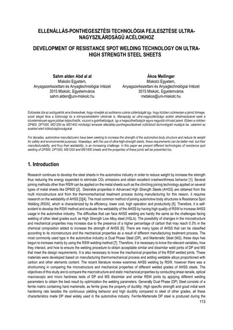 Pdf Development Of Resistance Spot Welding Technology On Ultra High