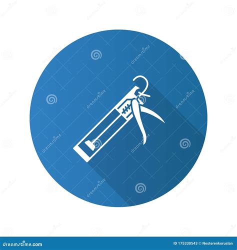 Caulking Gun Flat Design Long Shadow Glyph Icon Stock Vector