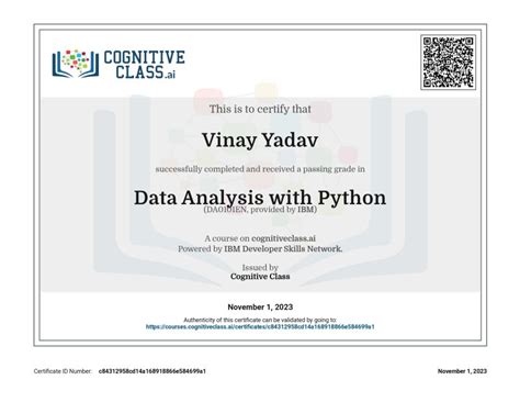 Completed Ibms Python Data Analysis Course Vinay Yadav Posted On The