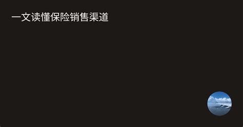 一文读懂保险销售渠道 · 达总的产品花园