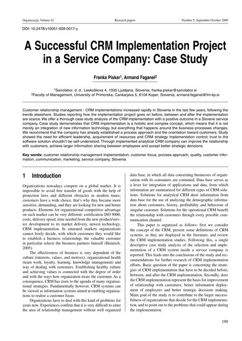 Pdf A Successful Crm Implementation Project In A Service Company