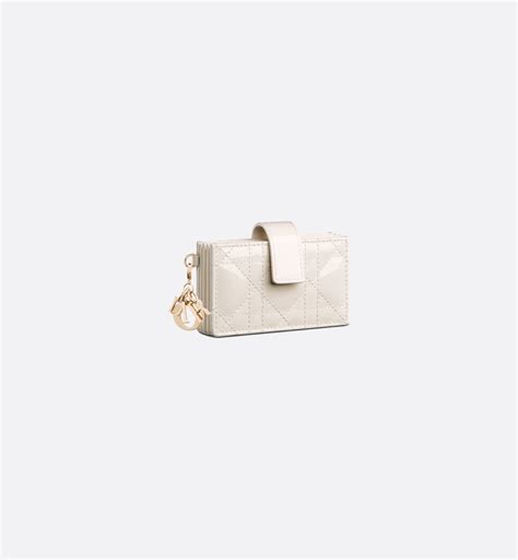 Lady Dior Jasmine Kaarthouder Lattekleurig Patent Kalfsleer Met Cannage