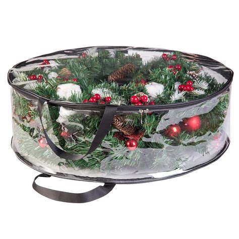 Lytiang Transparency Christmas Wreath Storage Container Christmas