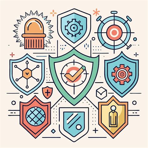 Security Protection With Shield Icons And Gears Check Mark And Lock