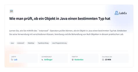 Wie Man Prüft Ob Ein Objekt In Java Einen Bestimmten Typ Hat Labex