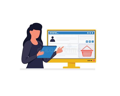 Business Woman Giving A Speech Showing Website For Marketing