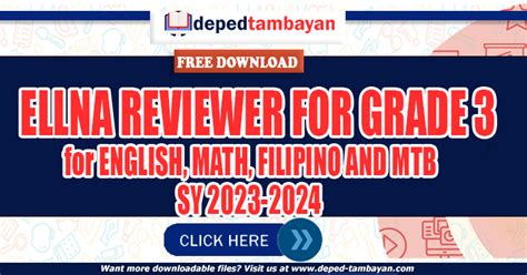 Ellna Reviewer For Grade 3 Examinees Test Materials And Sample Id