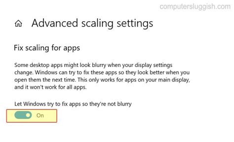 Fix Scaling For Blurry Apps In Windows 10 Pc Fix Windows 10 Apps