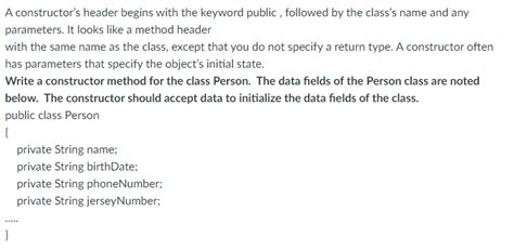 Solved A Constructor S Header Begins With The Keyword Chegg
