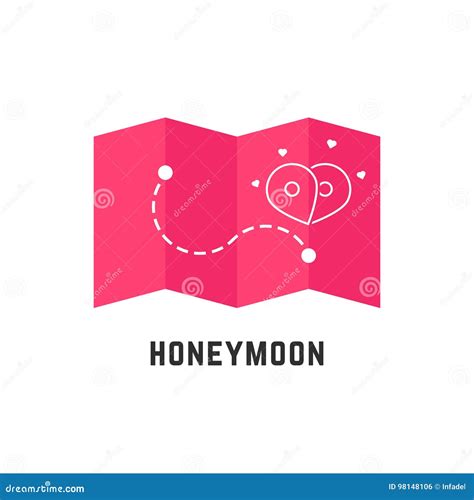 Honeymoon Icon With Pink Map Pin Stock Vector Illustration Of