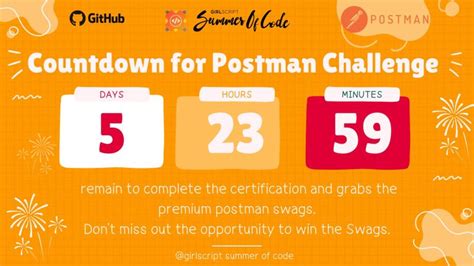 Postmanchallenge Gssoc Github Opensource Techcommunity Certification Countdown