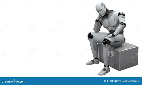 Male Robot Sitting Thinking Royalty Free Stock Image Cartoondealer