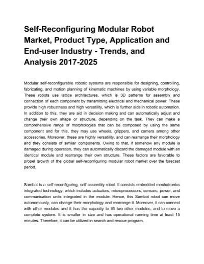 Self Reconfiguring Modular Robot Market