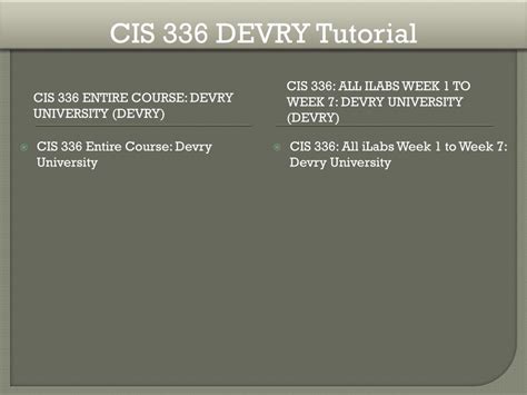 PPT CIS 336 DEVRY Tutorial Cis336dotcom PowerPoint Presentation