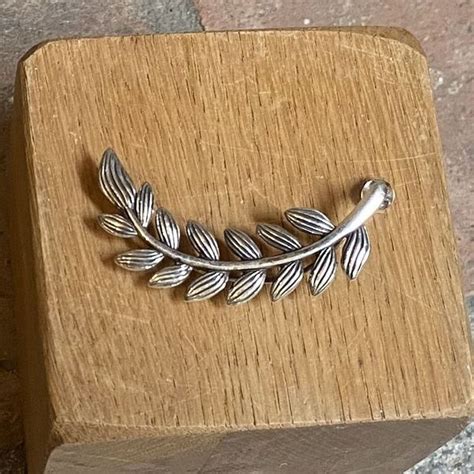 Leaf Ear Cuff With Pin Burnished Brass Workshop 24or64