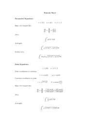 Polar And Parametric Equations Formula Sheet Docsity