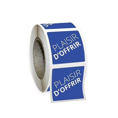 Bobine 500 Étiquettes papier autocollantes plaisir d offrir carré