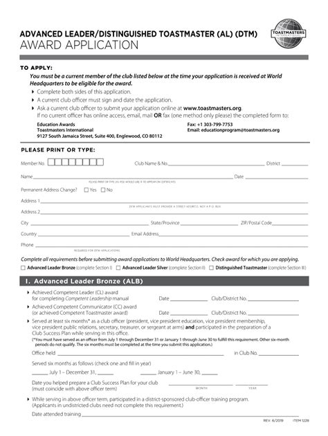 Fillable Online Dtm Application Toastmasters Fill Online Printable