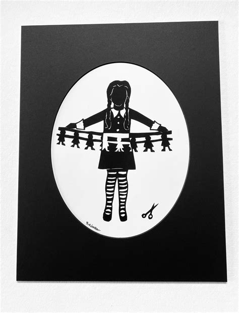 Wednesday Addams Silhouette Print Matted Etsy