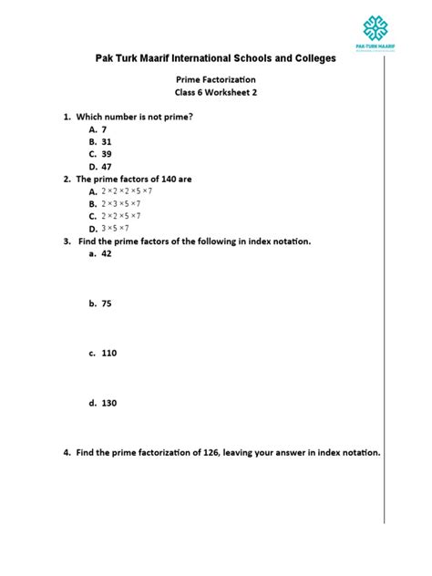 Free Prime Factors Worksheet 6th Grade Download Free Prime Factors