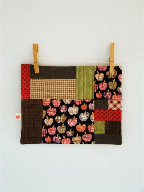 Apples I Mug Rug Mini Quilt Coaster Candle Mat By 464Handmade Quilted