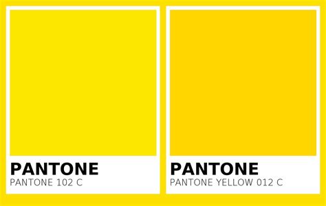 Color PANTONE 102 C Vs PANTONE Yellow 012 C Side By Side