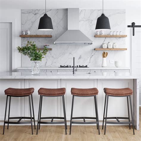 Nathan James Arlo Modern Backless Upholstered Kitchen Counter Bar Stool