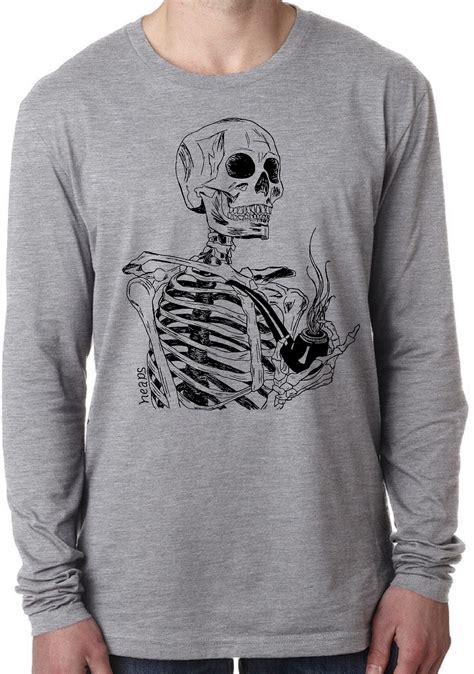 Camiseta De Manga Larga Para Hombres Esqueleto Impreso Ligero Etsy