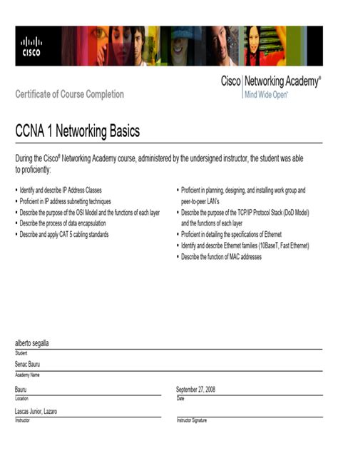 Certificado Cisco Senac Ccna 1 Pdf