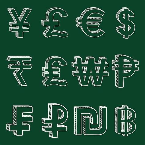 Ensemble Vectoriel De Symboles Monétaires Modernes à La Craie Vecteur