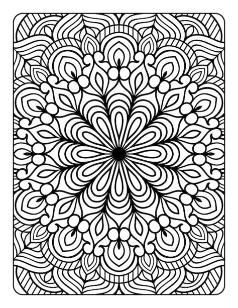 성인 휴식을 위한 만다라 꽃 패턴 색칠 페이지 만다라 색칠 페이지 프리미엄 벡터